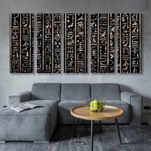 Ancient Panoramic Egyptian Hieroglyphs Canvas Print Set - Huge Piece of ...