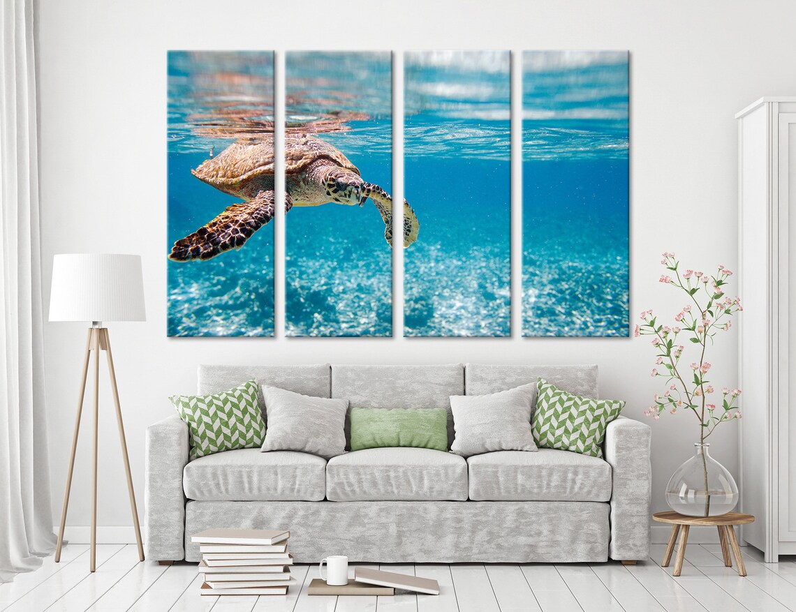 Hawksbill Sea Turtle Swimming Turtle Pictures Turtle Print | Etsy