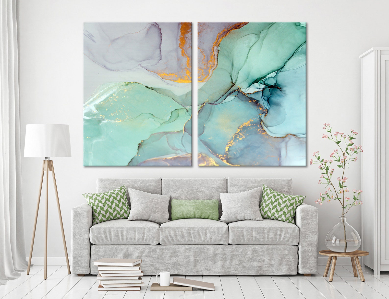 Blue Marble Wall Art Tender Blue Wall Decor Abstract Canvas | Etsy