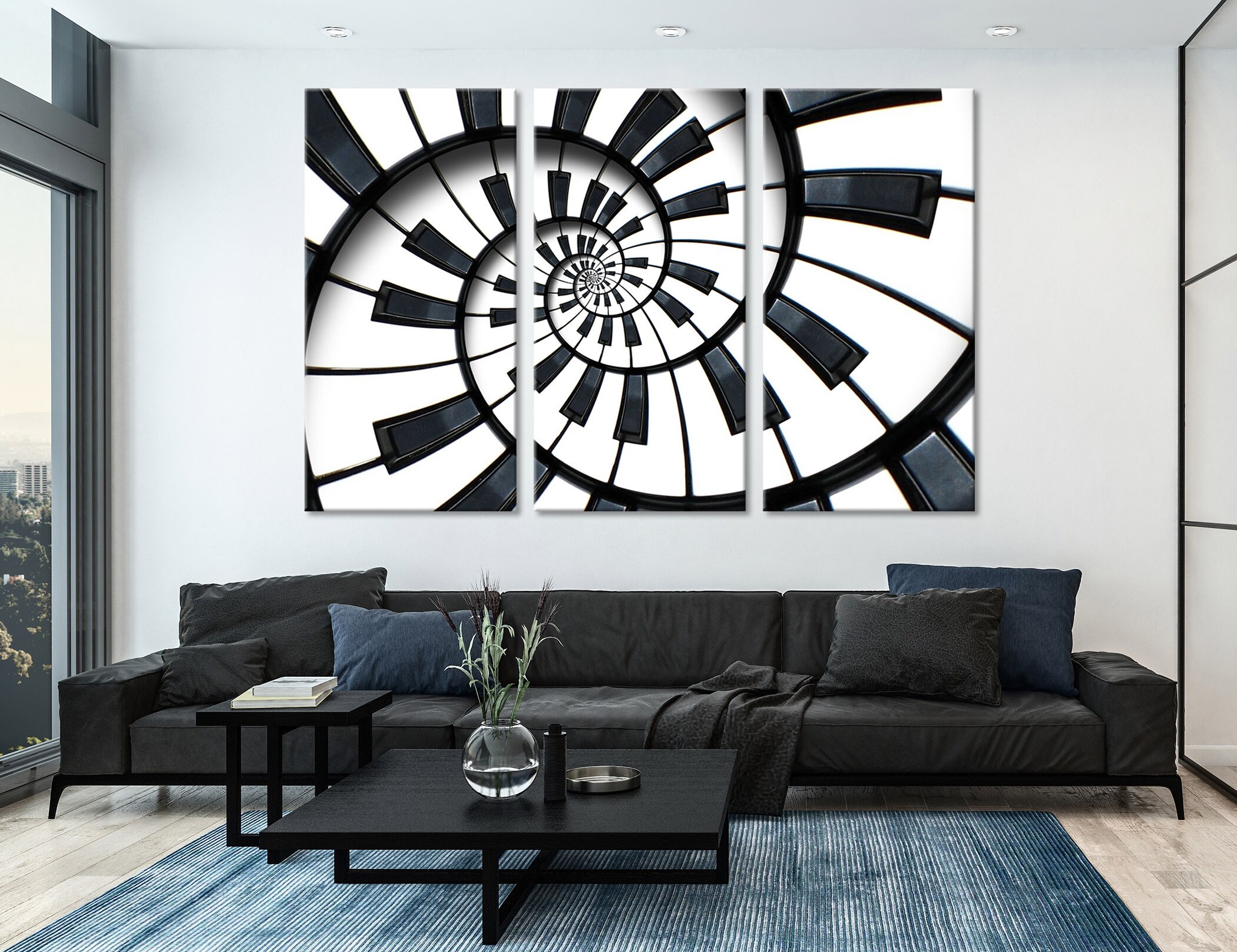 Abstract Piano Keyboard Art Contemporary Black & White Wall - Etsy