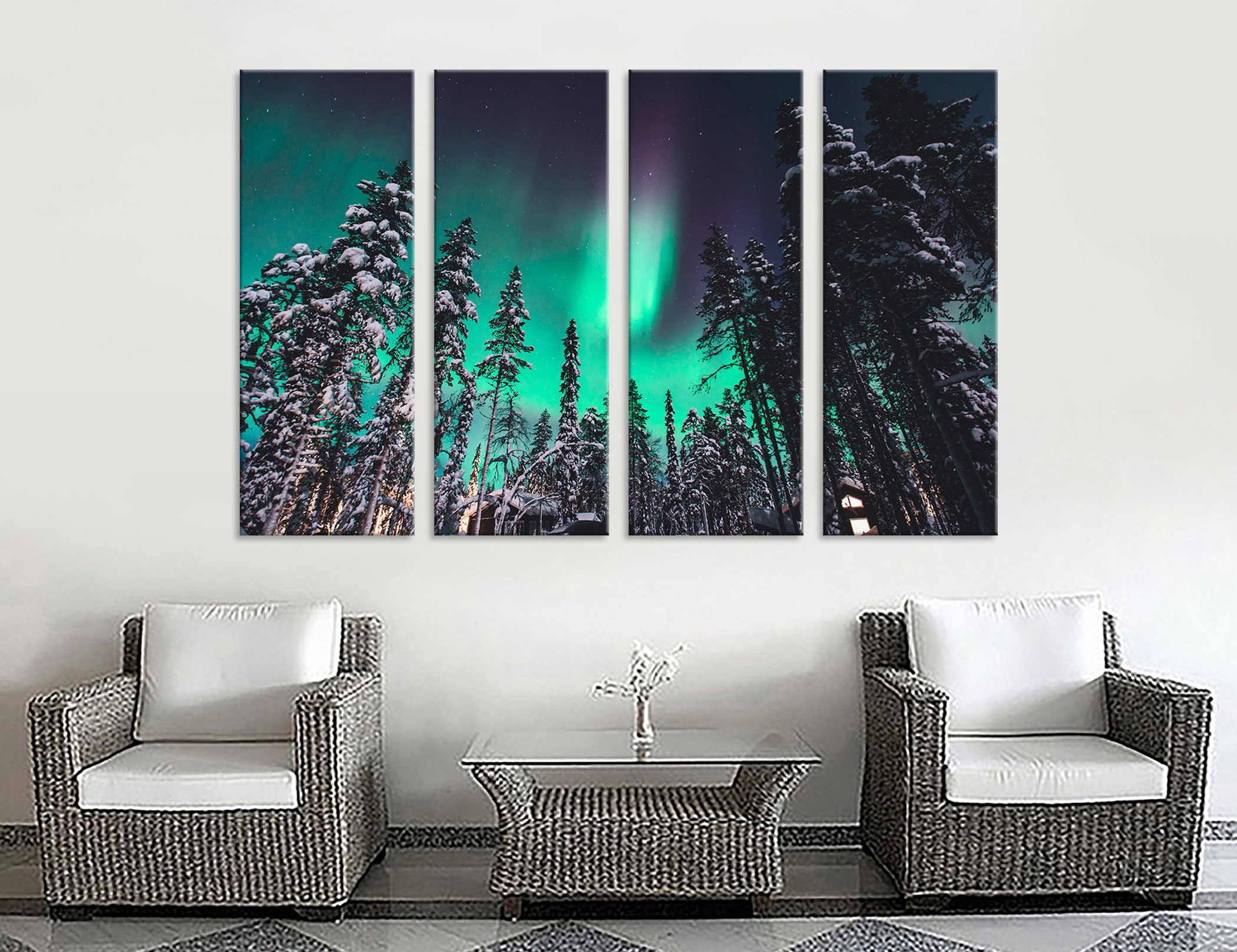 Green Aurora Borealis Wall Art Aurora Polaris Wall Decor - Etsy