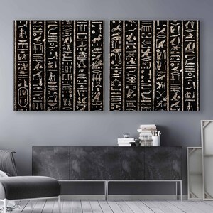 Ancient Panoramic Egyptian Hieroglyphs Canvas Print Set - Huge Piece of ...