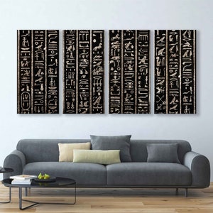Ancient Panoramic Egyptian Hieroglyphs Canvas Print Set - Huge Piece of ...