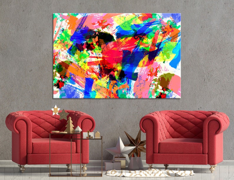 Bright Colors Abstract Wall Art Rainbow Colors Canvas Print - Etsy
