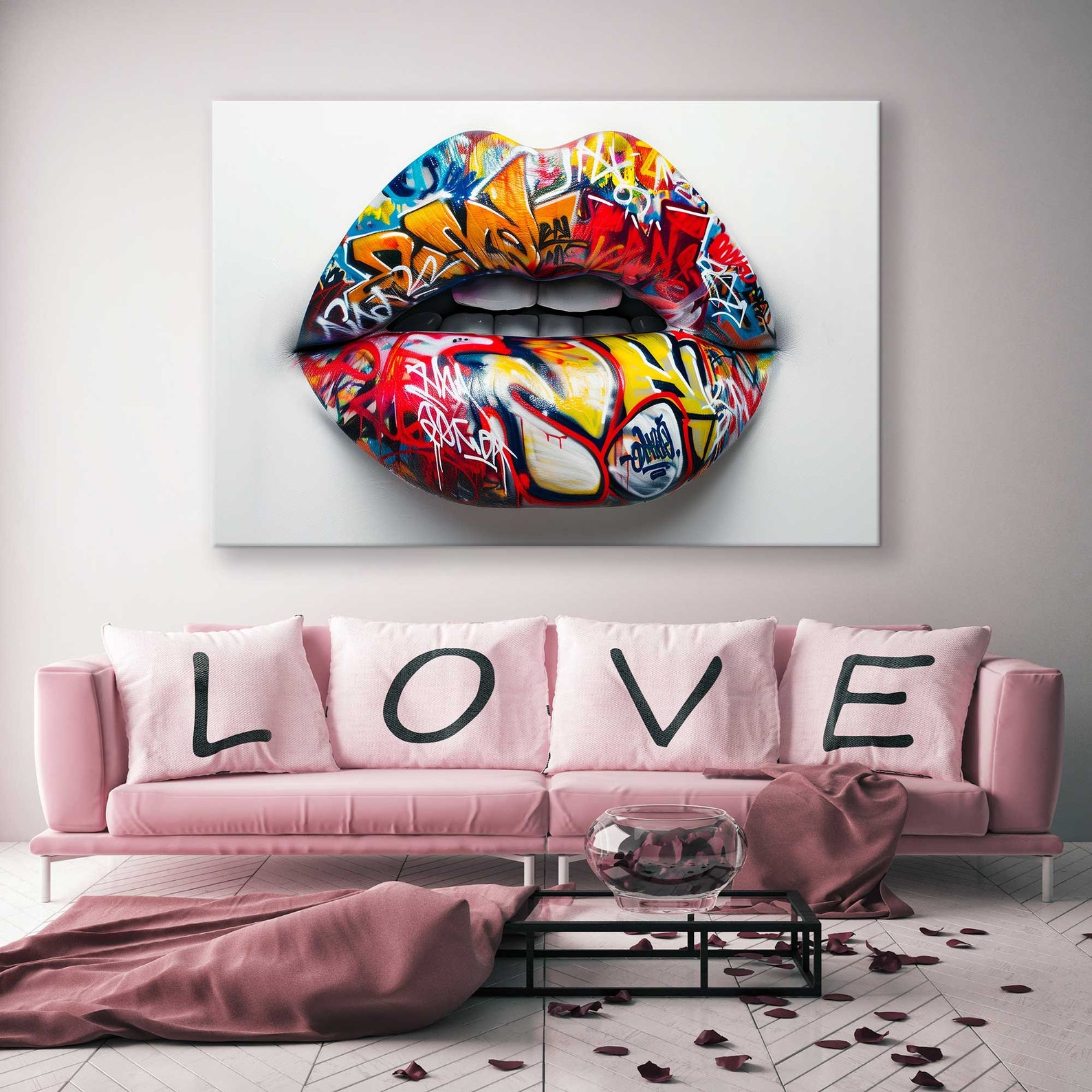 Graffity Lips, Urban Fusion Canvas Print: A Striking Confluence of Home ...