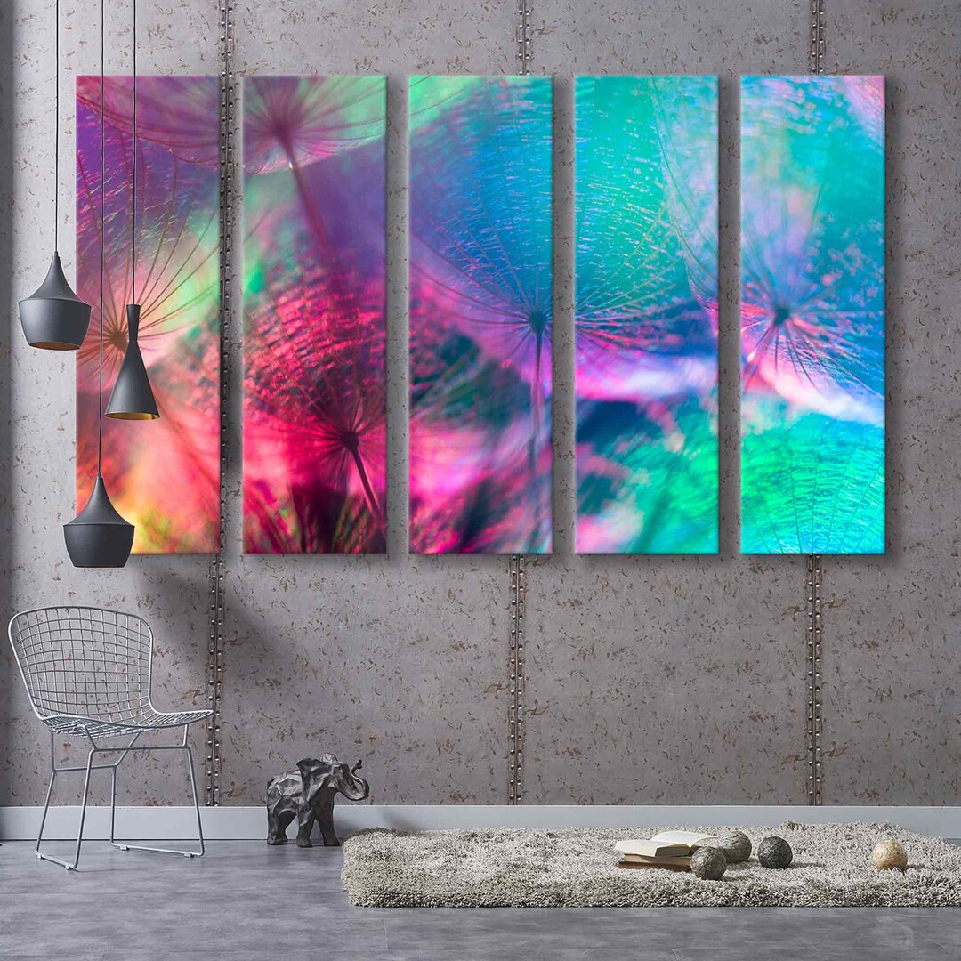 Macro Photo of a Dandelion Canvas - Abstract Flower Art Print for ...