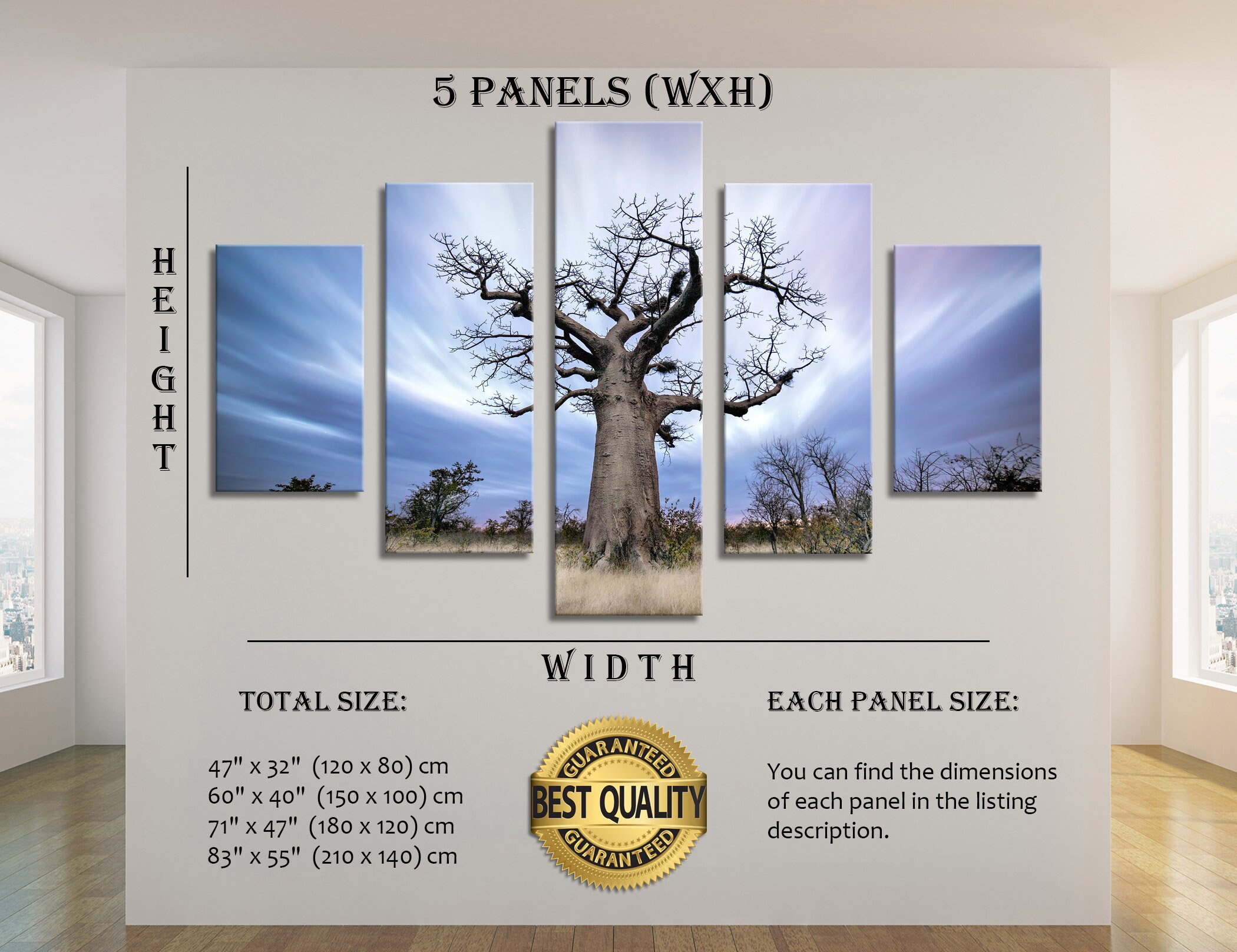 Baobab Tree at Dusk Canvas Baobab Home Design Baobab Wall Art | Etsy