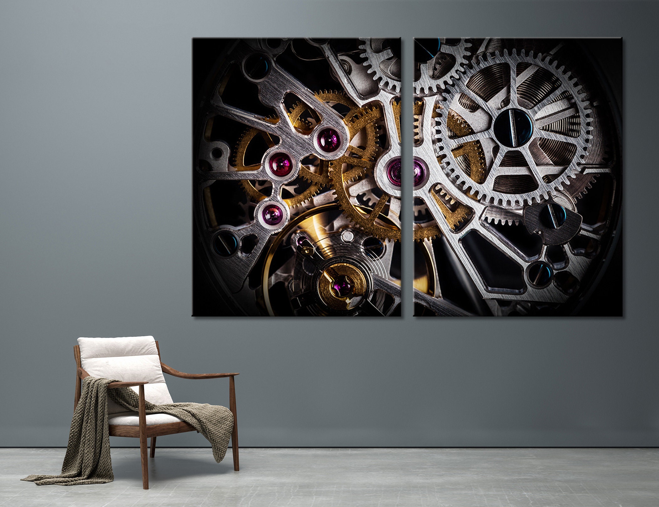 Clockwork Wall Art Gears Wall Decor Gearwheel Canvas Print | Etsy