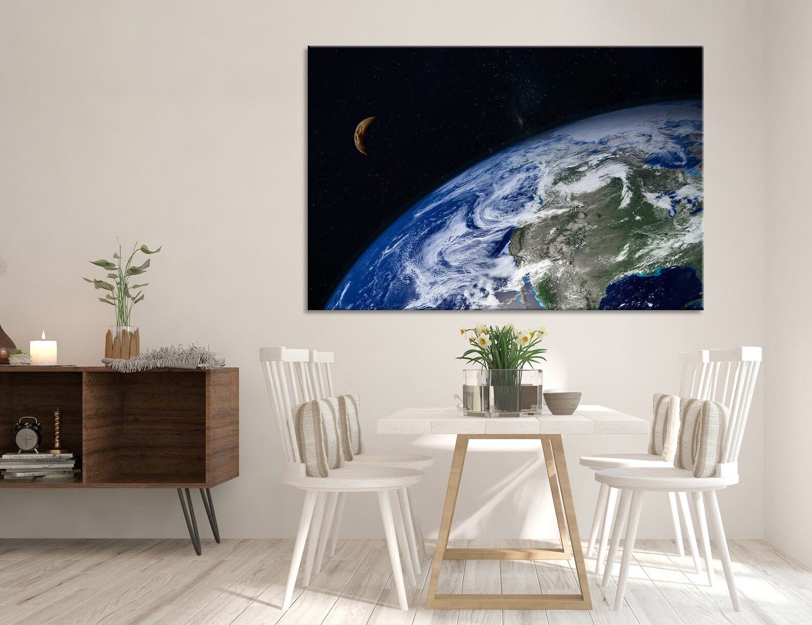 Planet Earth and Moon Art Earth Wall Art Earth Wall Decor Astronomy ...