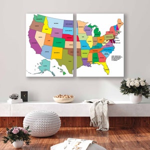 Interactive USA State Map Poster: A Simplified Tool to Easily Memorize ...