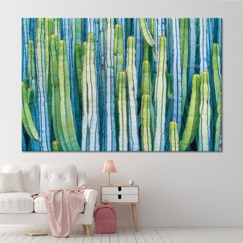 Cactus Large Canvas Print Cactus Wall Art Original Wall Art | Etsy