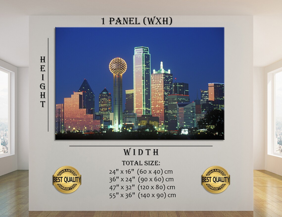 Dallas TX Skyline at Night Dallas Print Dallas Canvas Dallas - Etsy