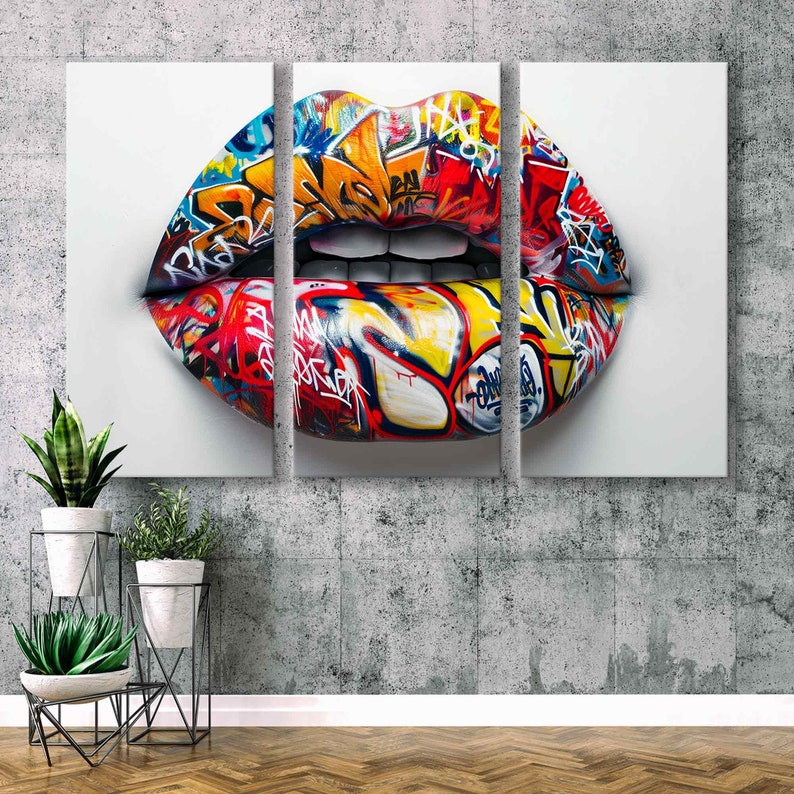 Graffity Lips, Urban Fusion Canvas Print: A Striking Confluence of Home ...