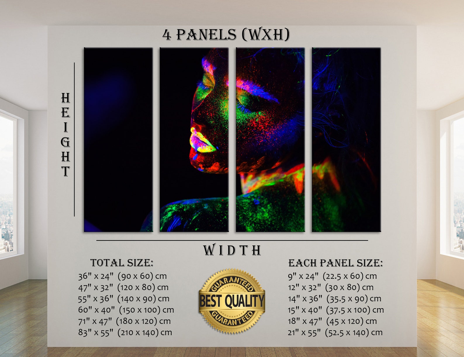 Beautiful Woman in Neon Light Canvas Art Design of Girl With | Etsy