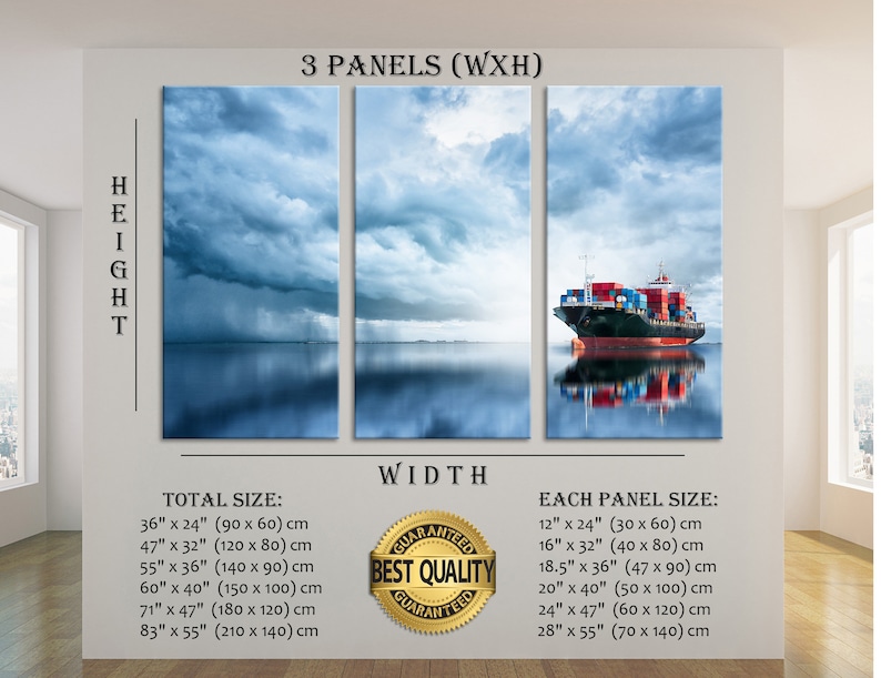 International Container Cargo Ship Canvas Print Nautical Vessel Wall ...