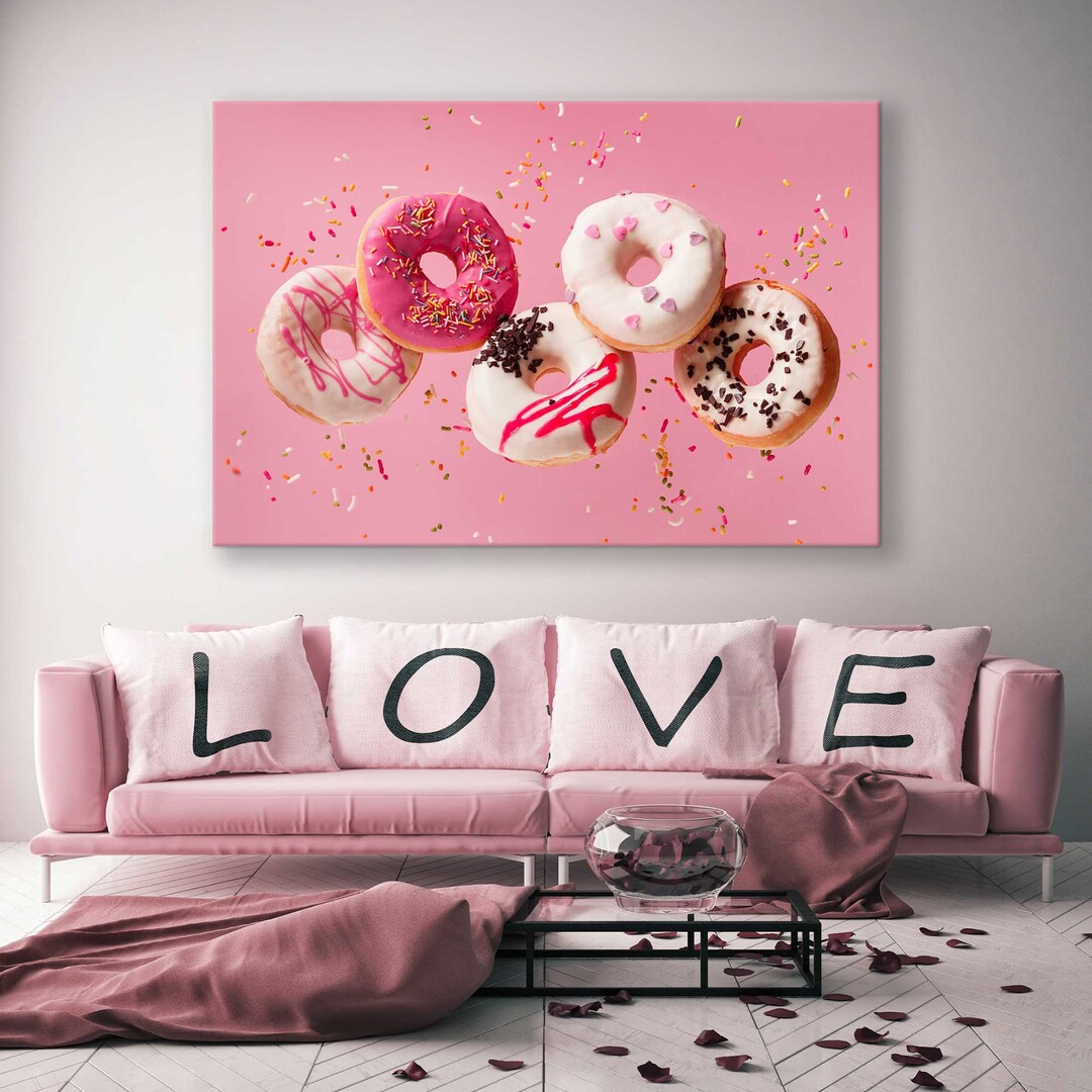 Deliciously Sweet Doughnuts Canvas Print - Vibrant Pink Treats Adorn ...