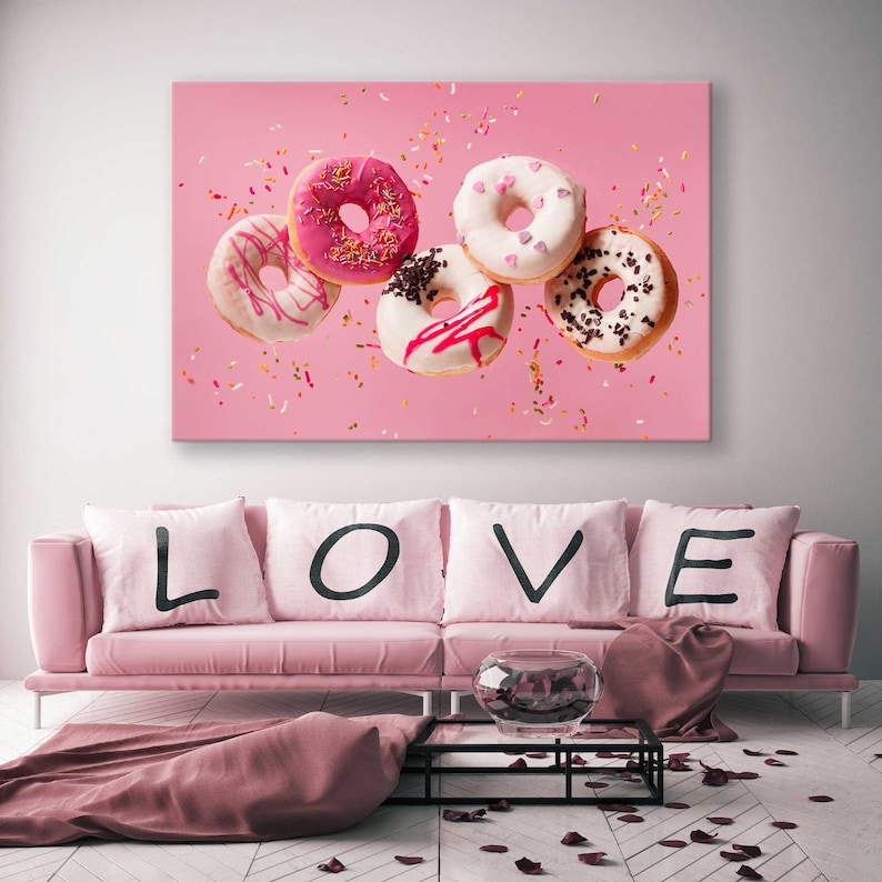 Deliciously Sweet Doughnuts Canvas Print - Vibrant Pink Treats Adorn ...