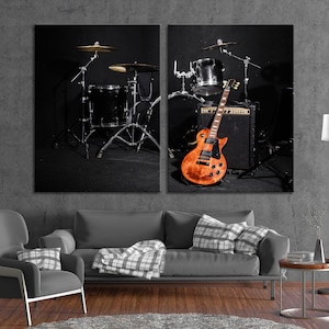 Set of Musical Instruments Canvas Print Music Canvas Print Drums Wall ...