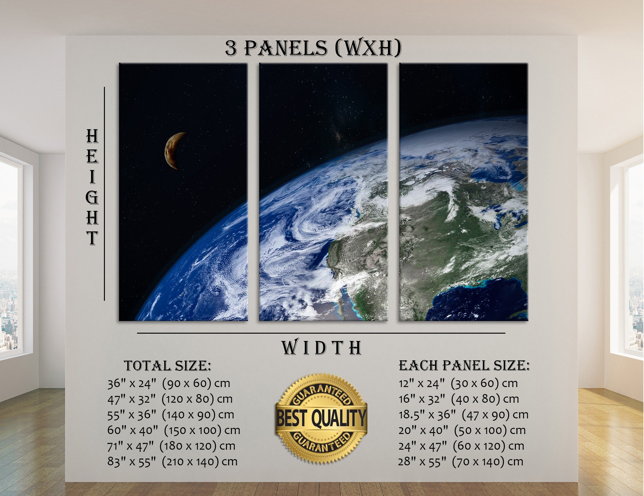 Planet Earth and Moon Art Earth Wall Art Earth Wall Decor Astronomy ...