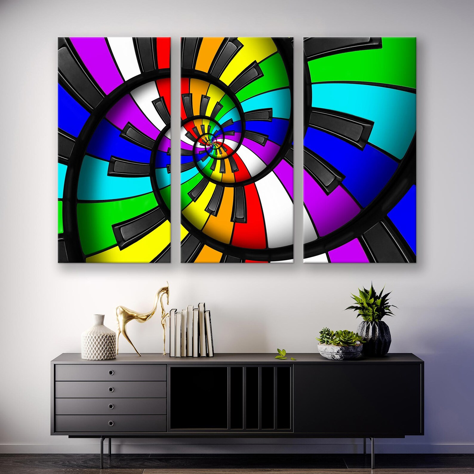 Harmony in Motion - Abstract Canvas Print With Spiral Twisted Multi ...