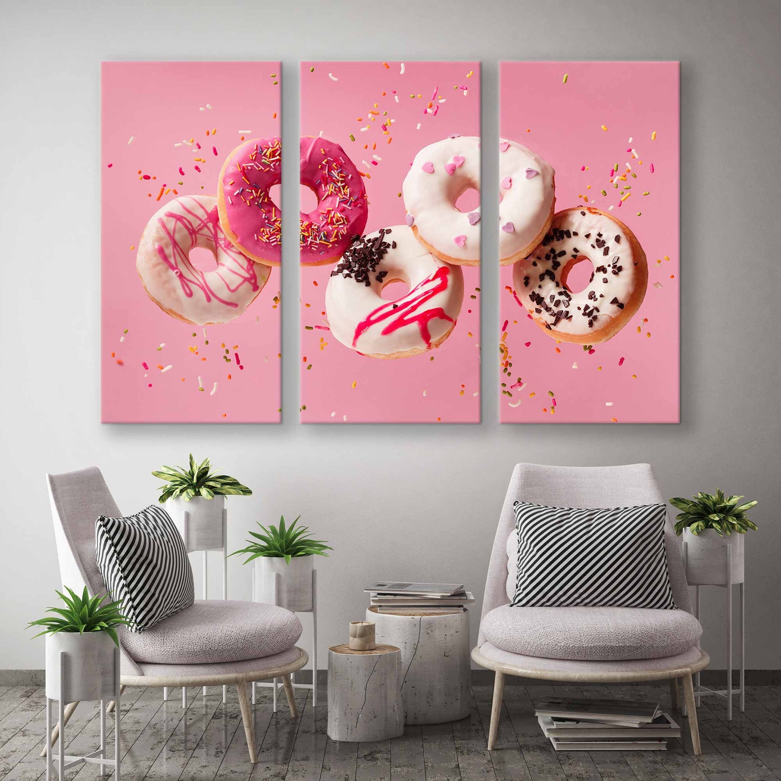 Deliciously Sweet Doughnuts Canvas Print - Vibrant Pink Treats Adorn ...