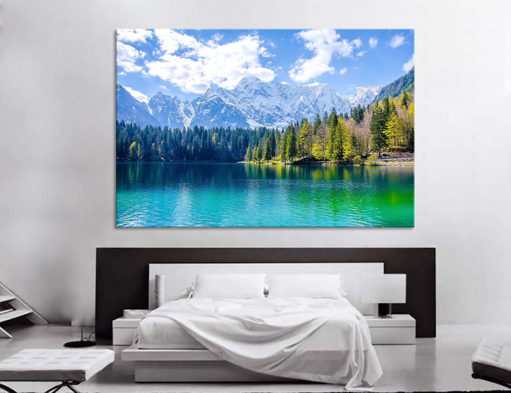 Mountain Lake Wall Art Prints Landscape Wall Decor Prints Contemporary ...