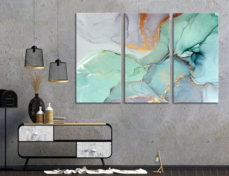 Blue Marble Wall Art Tender Blue Wall Decor Abstract Canvas - Etsy
