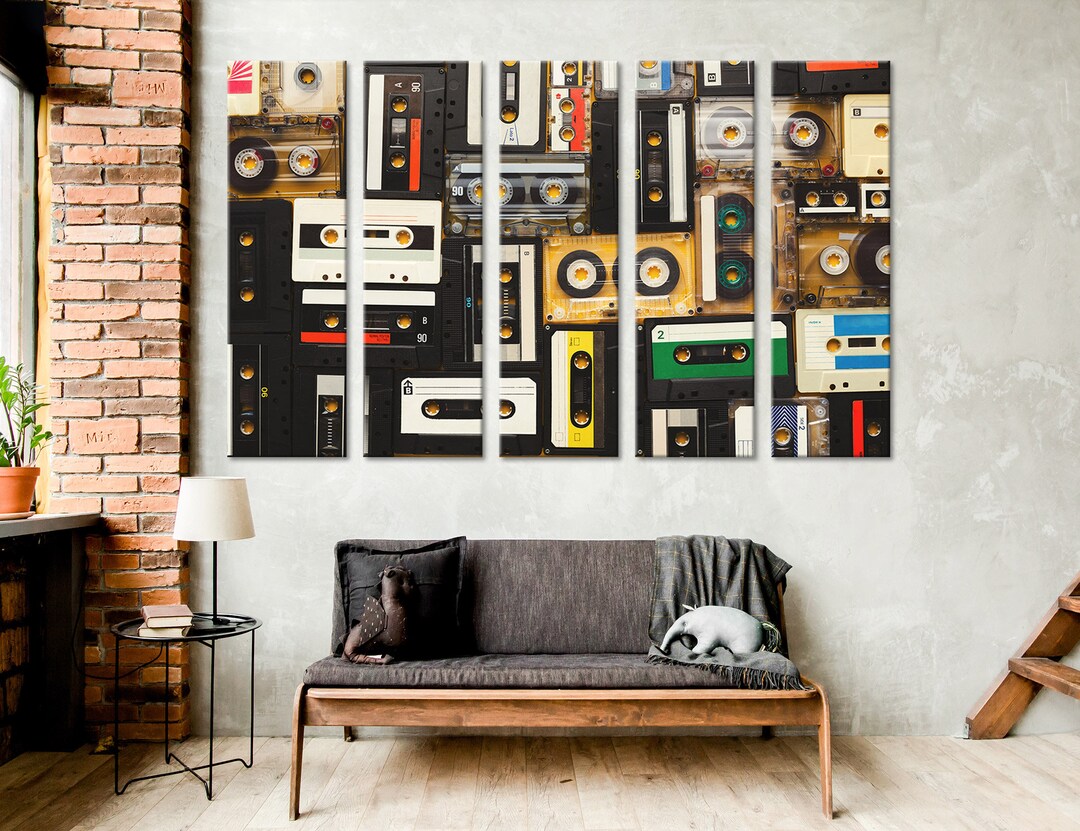Retro Audio Cassette Tapes Large Canvas Print Retro Wall Art Cassette ...