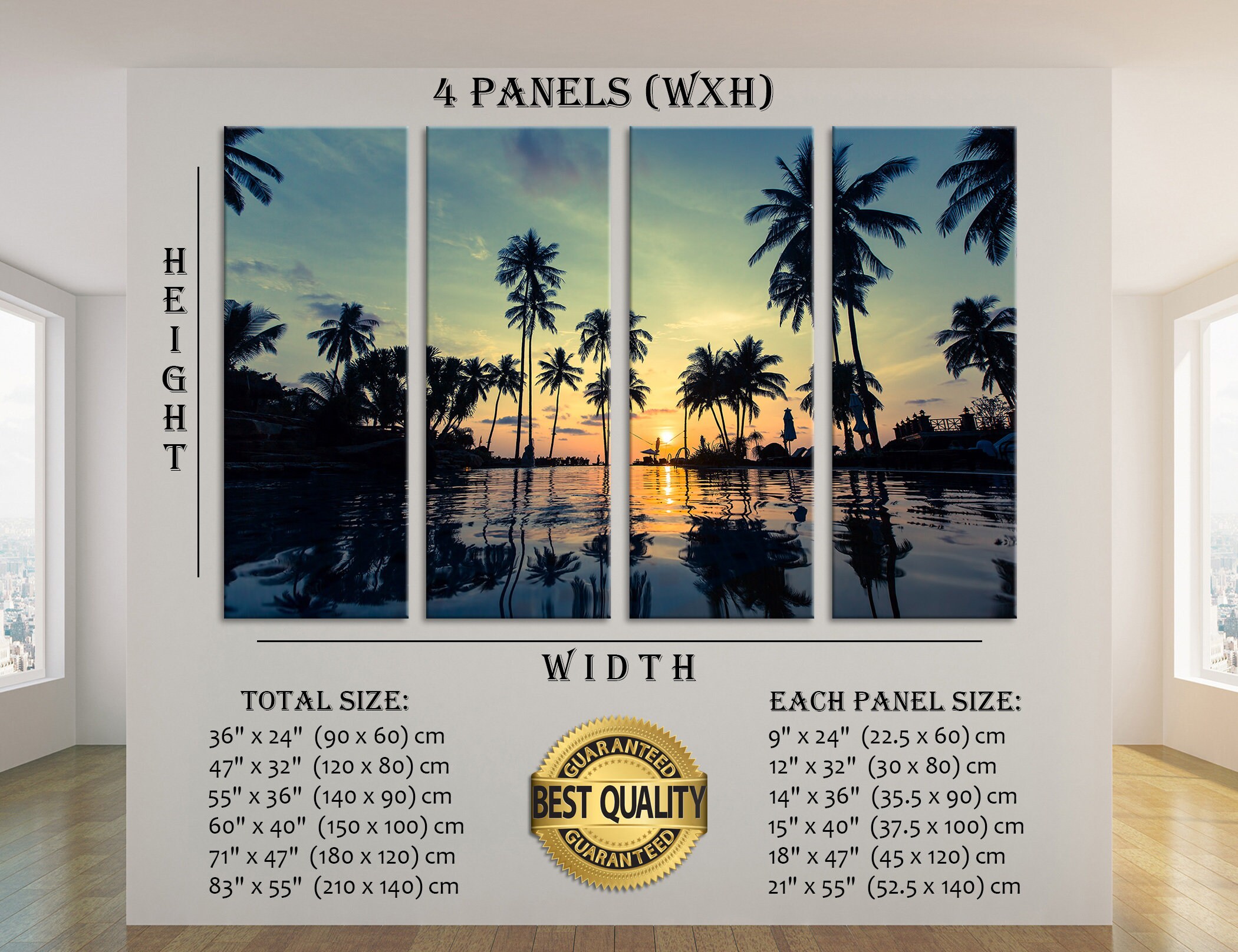 Sunset Wall Art Tropical Beach Wall Decor Palm Trees Canvas Art Sunset ...