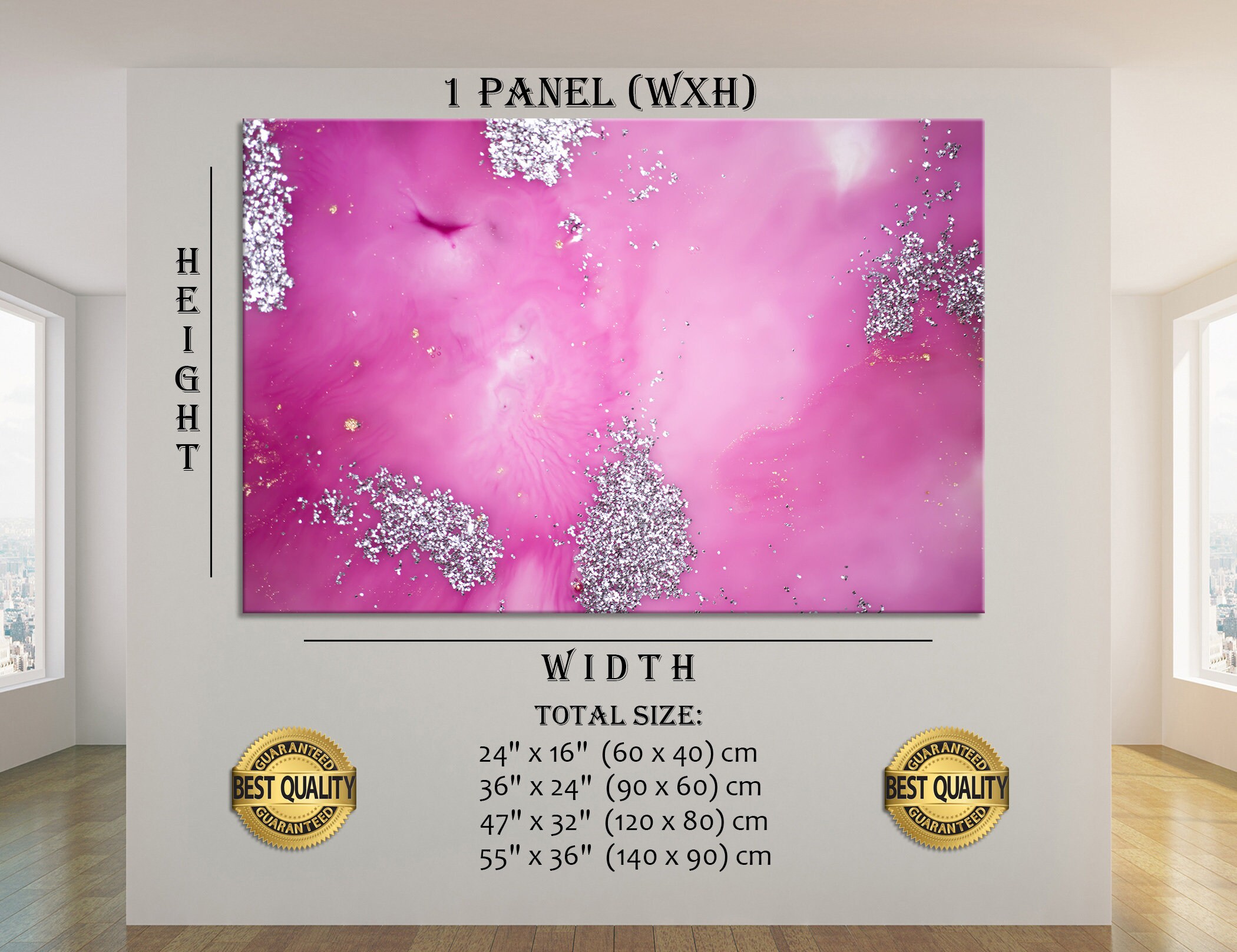 Bright Pink and Silver Abstract Marble Large Wall Art Canvas - Etsy
