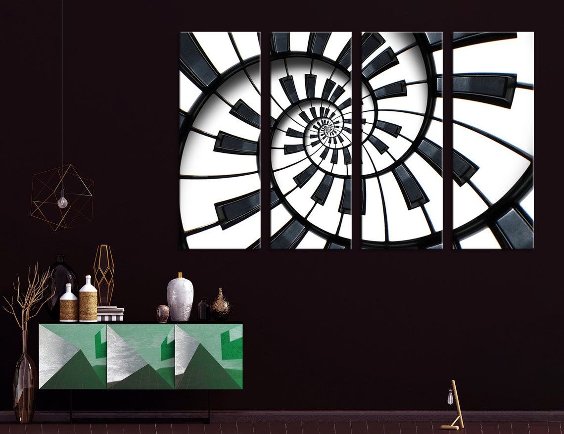 Abstract Piano Keyboard Art Contemporary Black & White Wall - Etsy