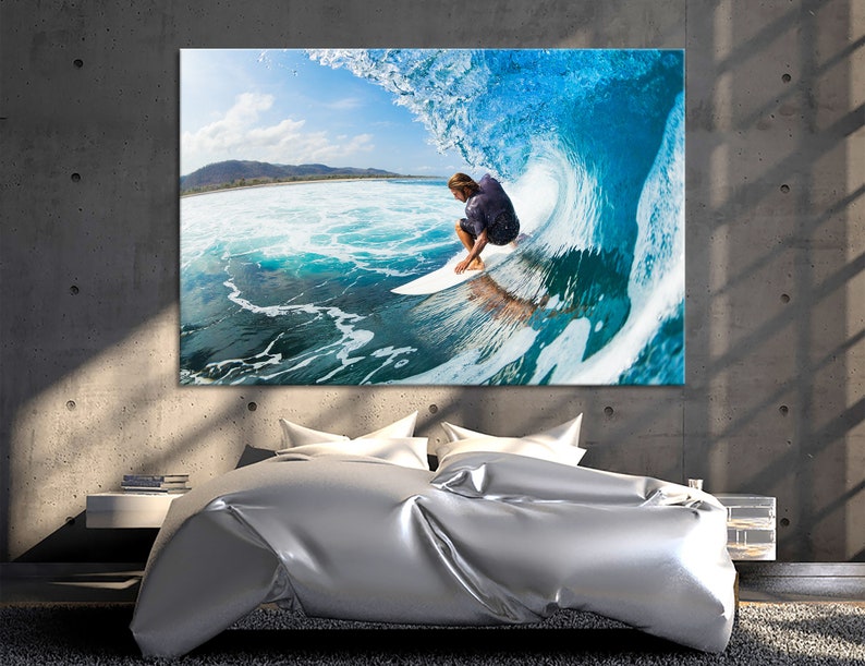 Surfer Canvas Wave Surfing Art Surfing Print Surfer Wall Art - Etsy