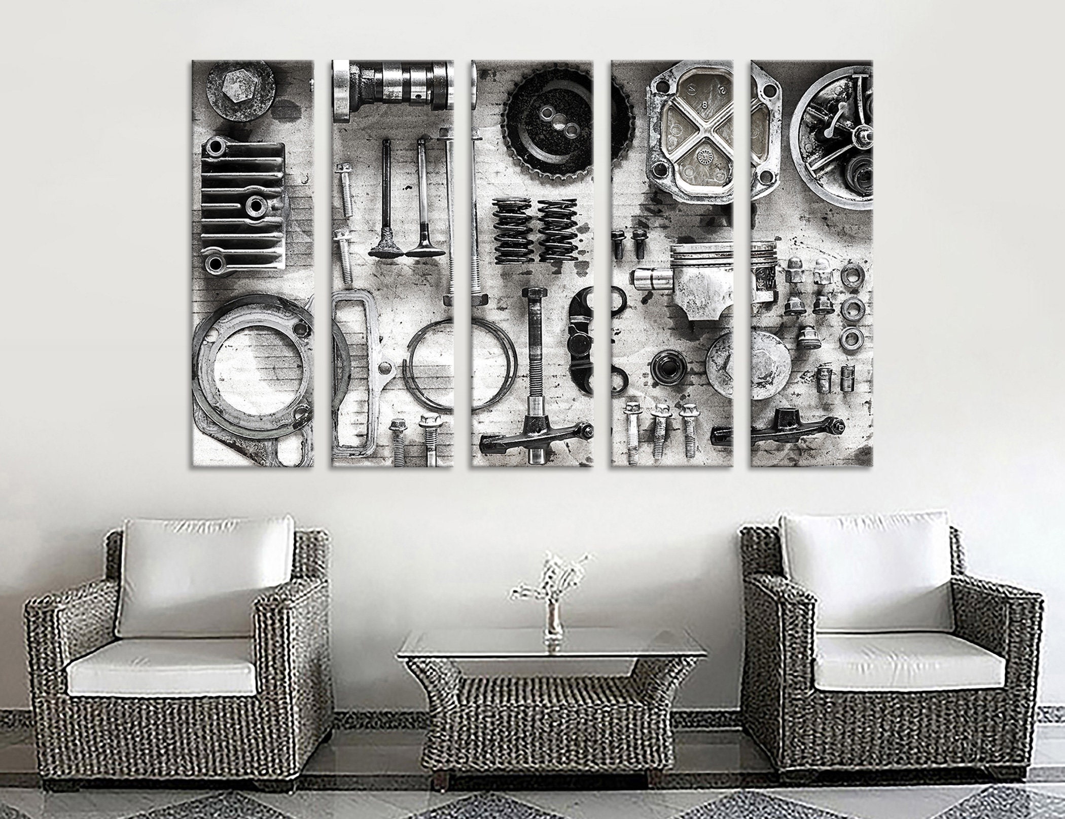 Old Parts of Motorcycles Wall Art Old Parts of Engine Wall Decor ...