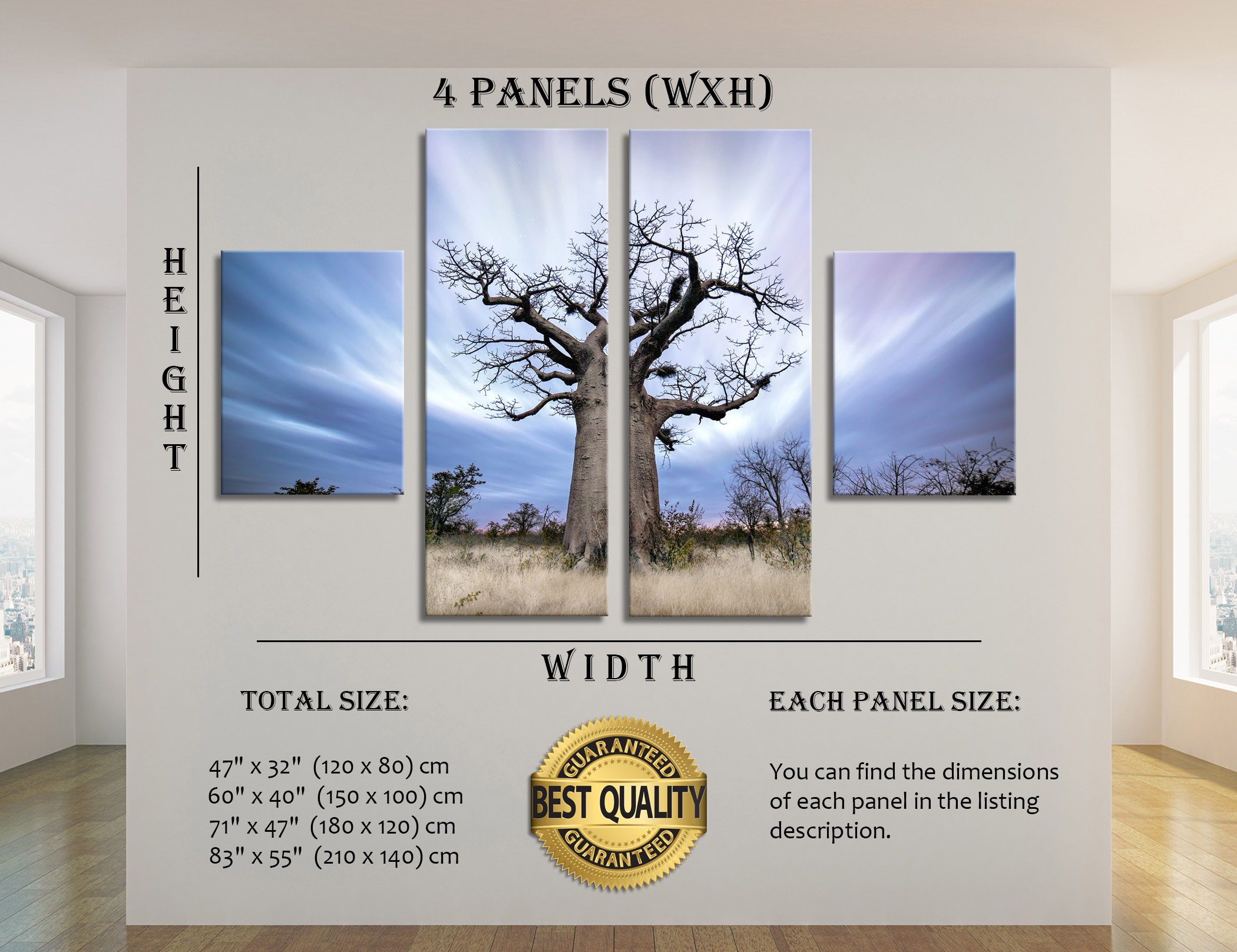 Baobab Tree at Dusk Canvas Baobab Home Design Baobab Wall Art | Etsy
