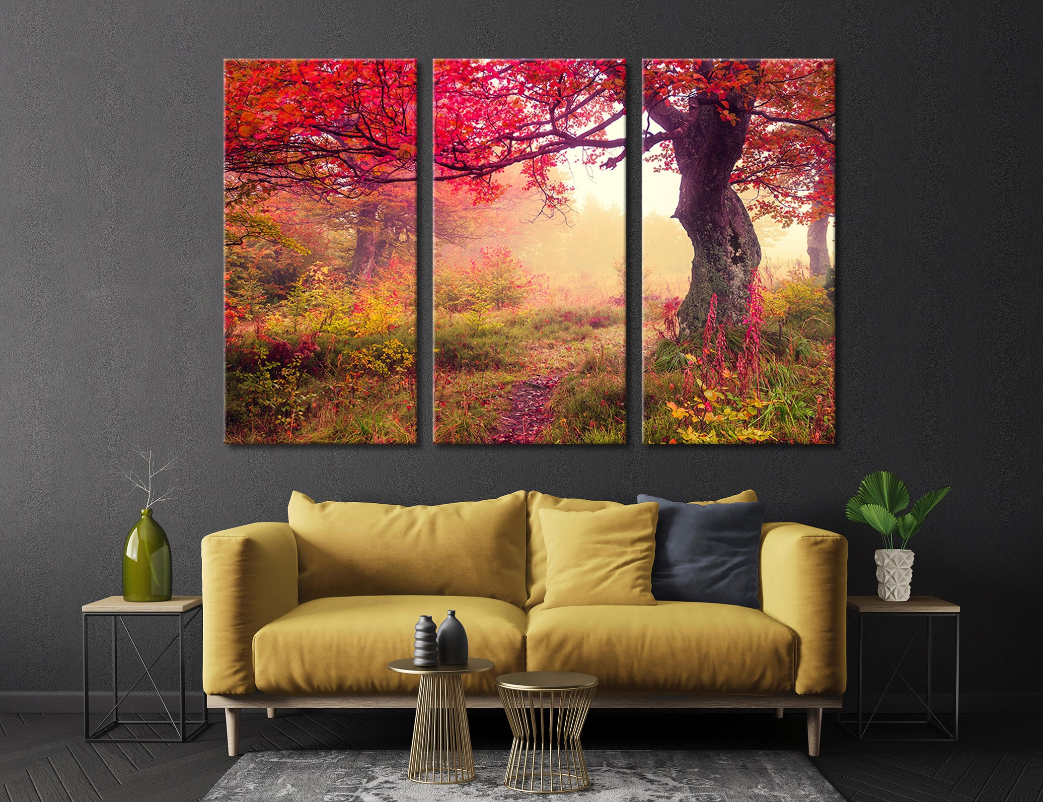 Autumn Trees Wall Art Forest Canvas Print Forest Art Poster | Etsy