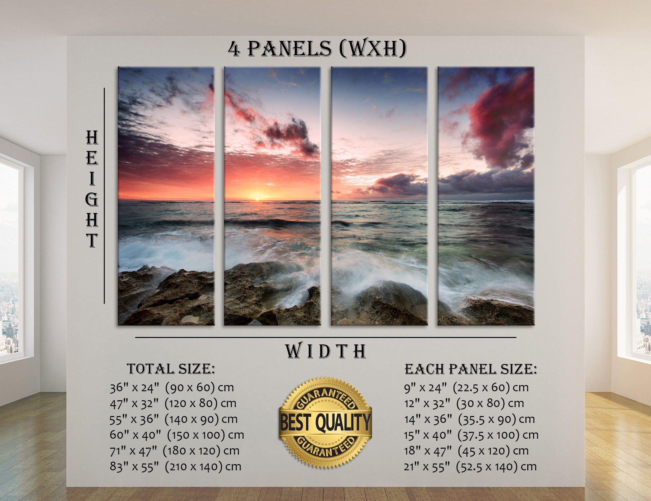 Sunset Canvas Bedroom Decor Extra Large Wall Art Print Wall Art Bedroom ...