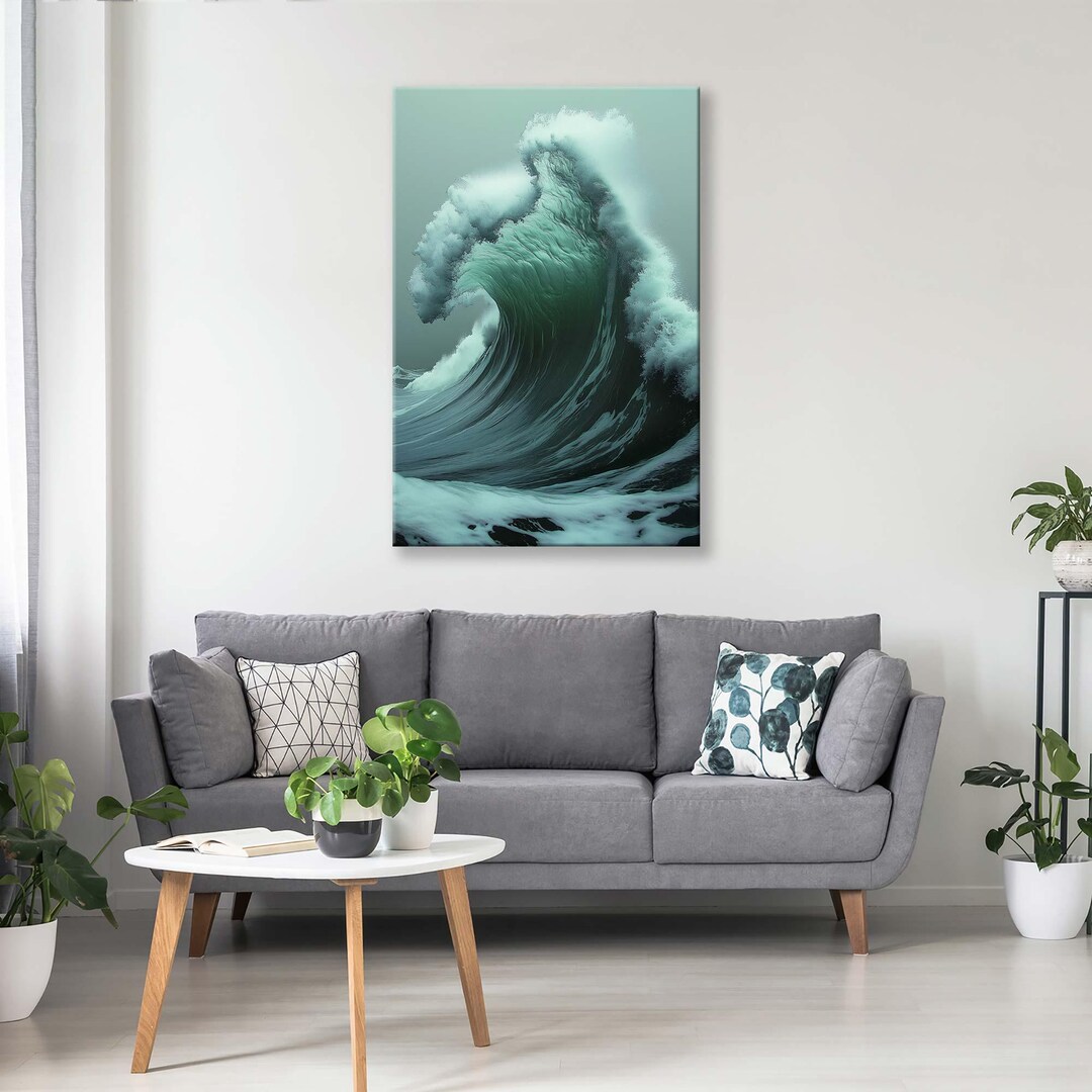 Huge Emerald Green Ocean Wave Canvas Print - Surf Art for Storm Wall ...