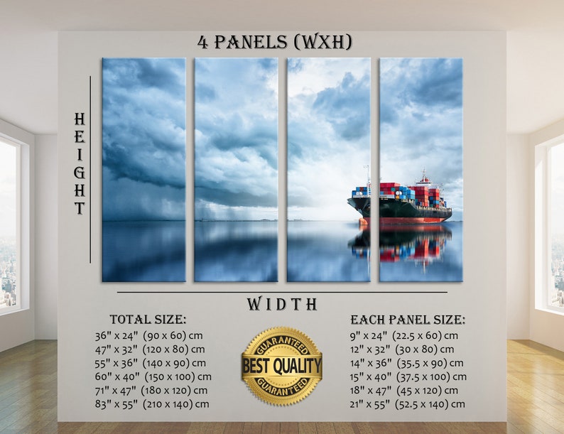 International Container Cargo Ship Canvas Print Nautical Vessel Wall ...