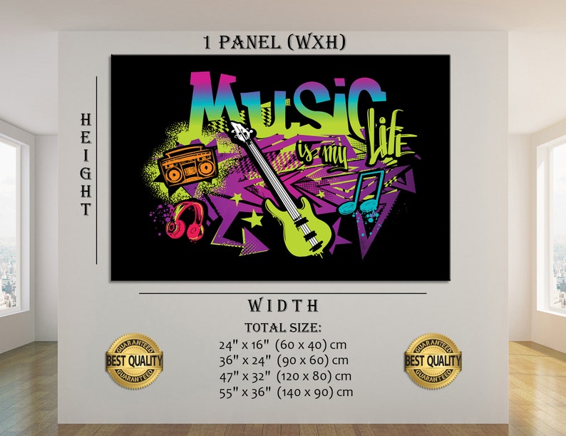 Music is My Life Canvas Music Graffiti Wall Art Gift for the - Etsy