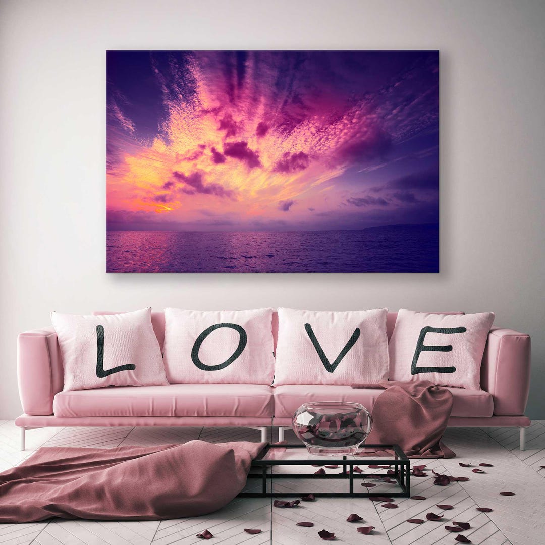 Mesmerizing Purple-pink Sunset Canvas Print - Ocean and Sky Wall Art ...
