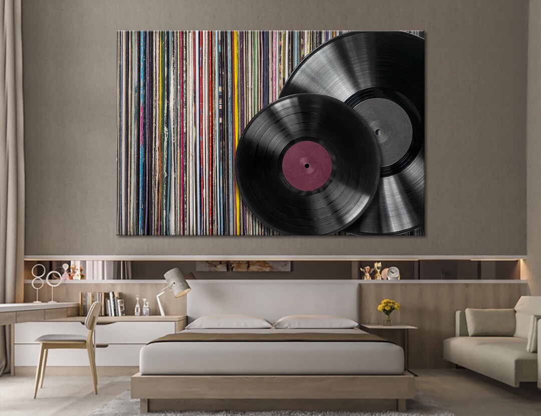 Vintage Vinyl Record Canvas Print, Album Collection Wall Art, Music ...