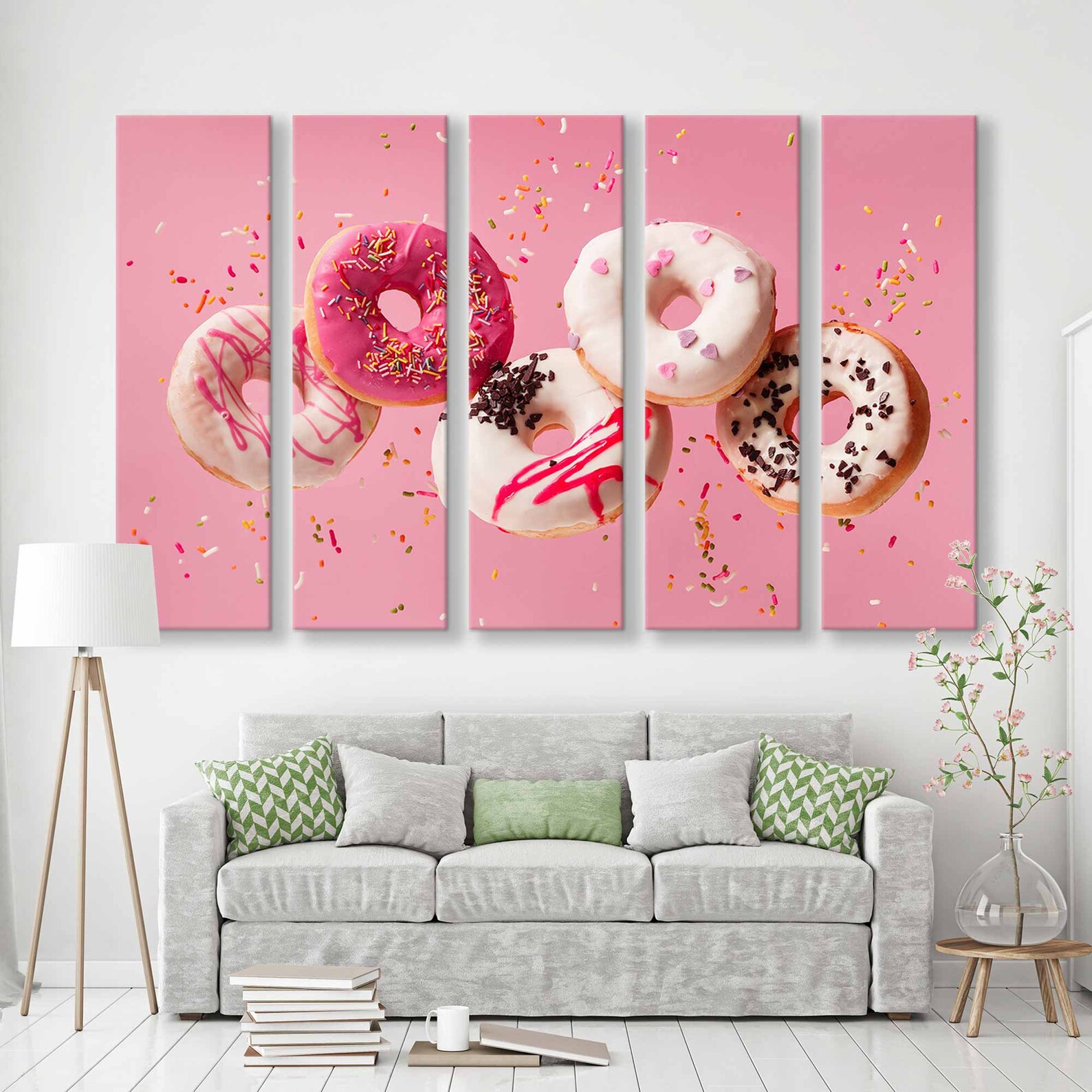Deliciously Sweet Doughnuts Canvas Print - Vibrant Pink Treats Adorn ...