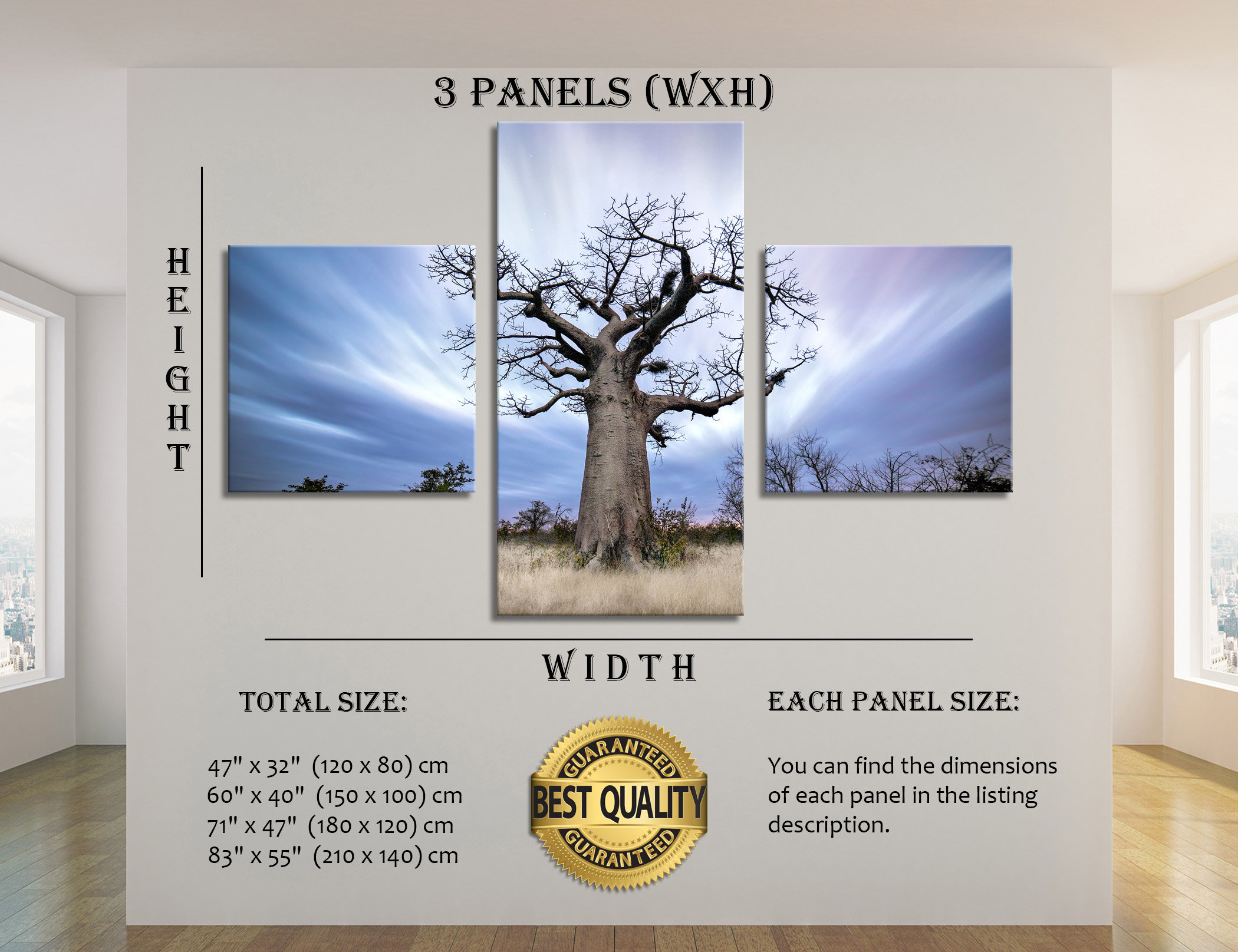 Baobab Tree at Dusk Canvas Baobab Home Design Baobab Wall Art | Etsy