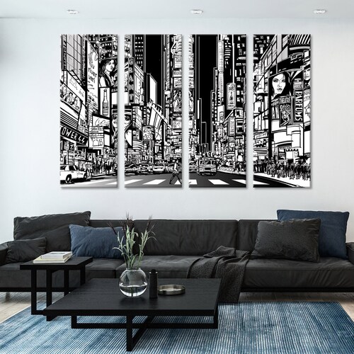 Abstract City Wall Art Print New York Illustration Wall Art - Etsy