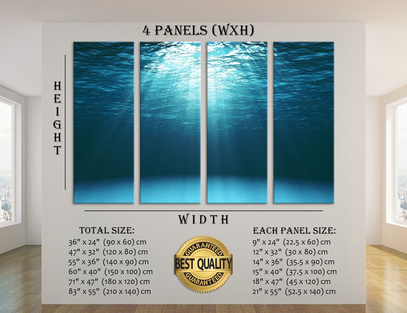 Sun Rays Under Water Canvas Set Underwater Canvas Print Underwater Wall ...