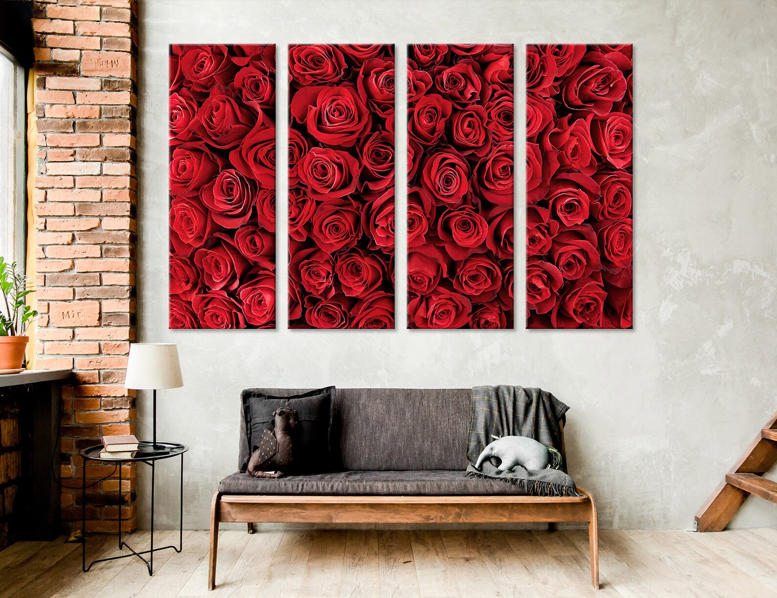 Red Roses Pattern Canvas Red Roses Canvas Red Roses Print Red | Etsy