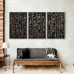 Ancient Panoramic Egyptian Hieroglyphs Canvas Print Set - Huge Piece of ...