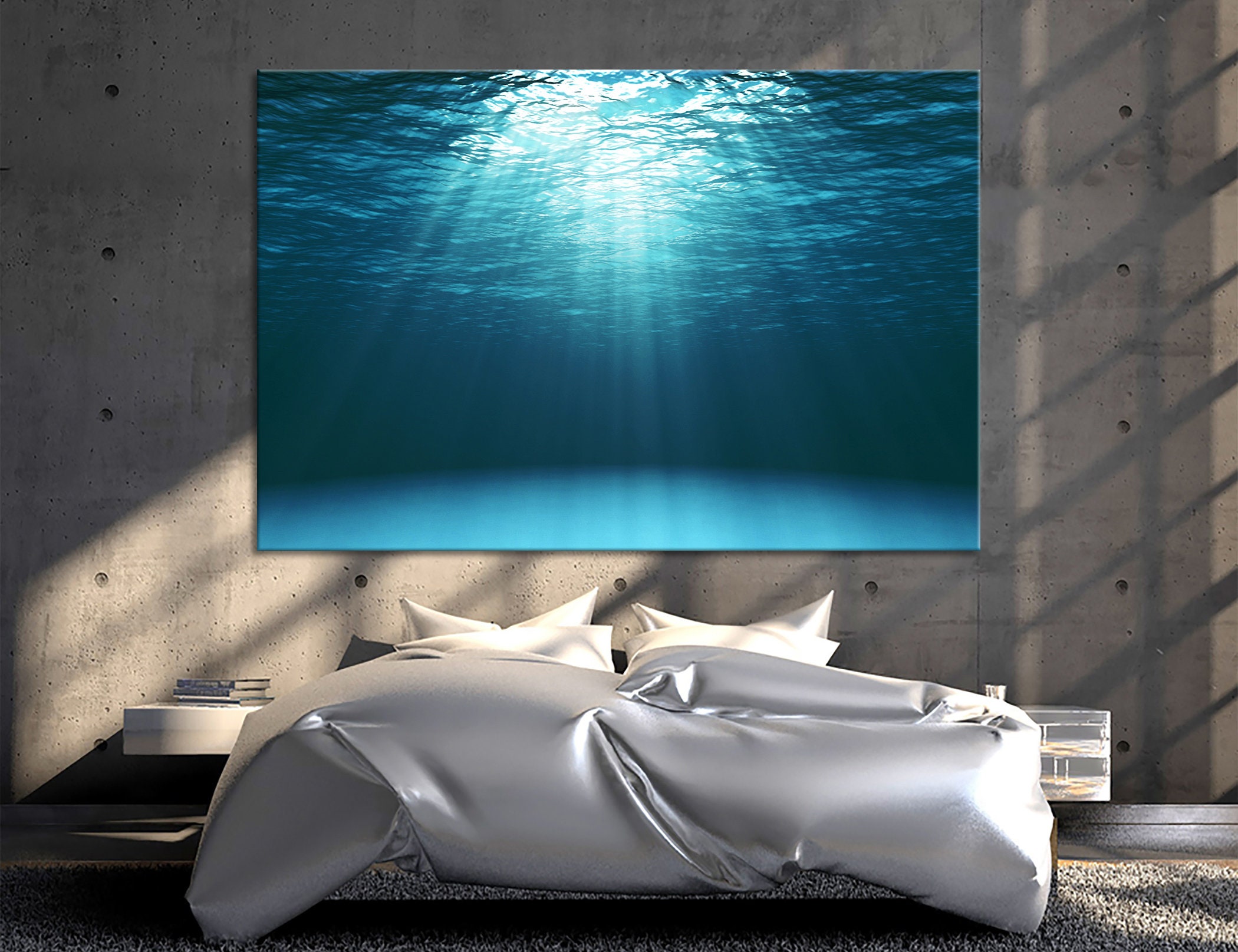 Sun Rays Under Water Canvas Set Underwater Canvas Print Underwater Wall ...