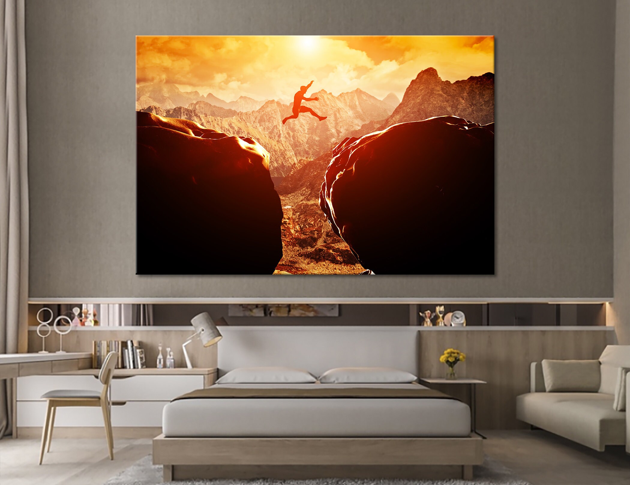 Boulder Jump Canvas Set Sports Decor Sports Lover Decor Sunset - Etsy