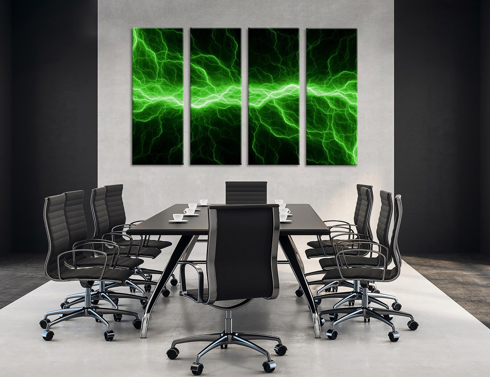 Green Lightning Wall Art, Lightning Abstract Canvas Print, Modern Wall ...